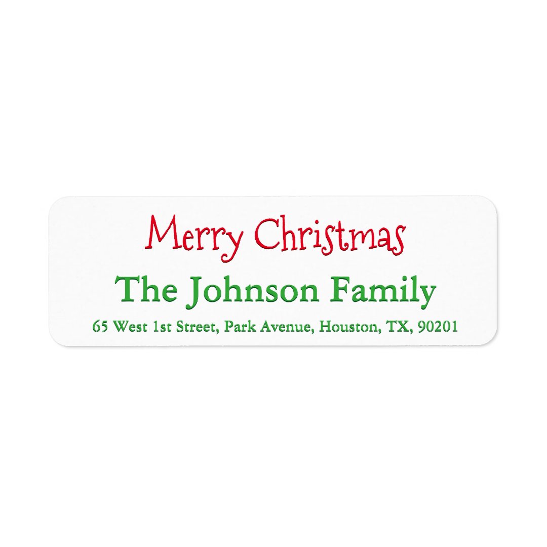 Personalized Merry Christmas Return Address Label | Zazzle