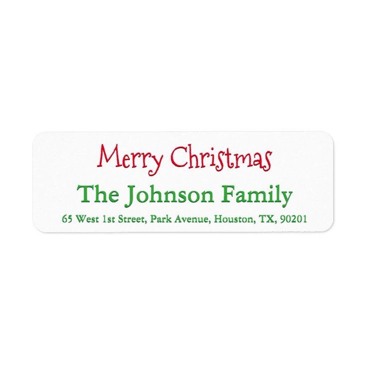 Personalized Merry Christmas Return Address Label | Zazzle