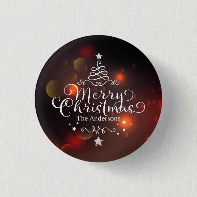 Personalized Merry Christmas Tree Pin Button | Zazzle