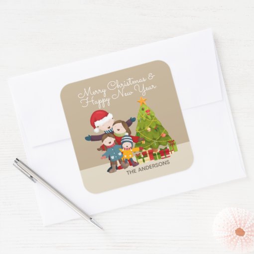 Personalized Merry Family Christmas Sticker Seal | Zazzle