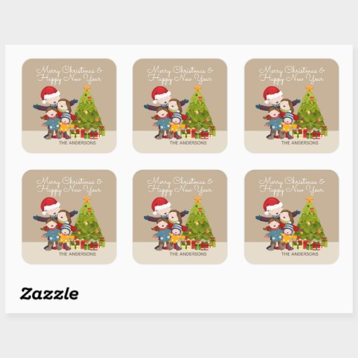 Personalized Merry Family Christmas Sticker Seal | Zazzle
