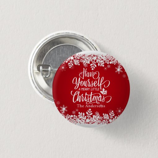 Personalized Merry Little Christmas Pin Button | Zazzle