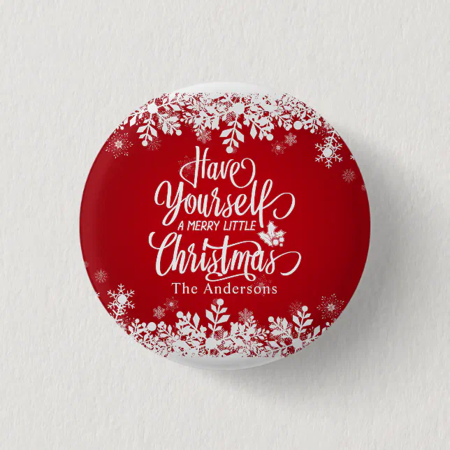 Personalized Merry Little Christmas Pin Button | Zazzle