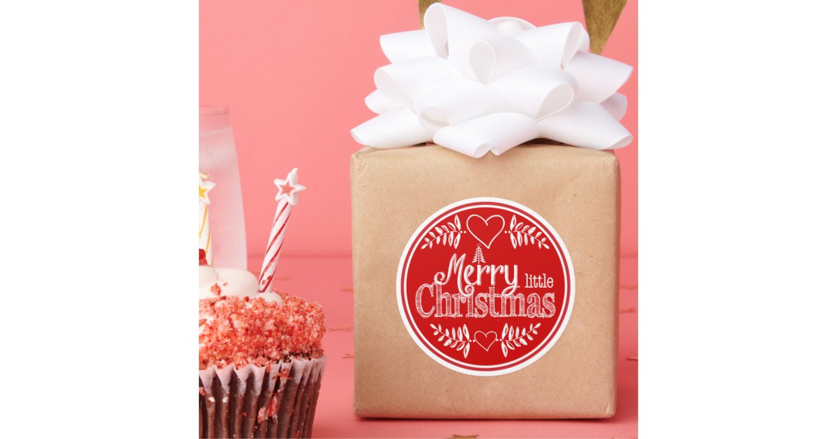 Personalized Merry Little Christmas Red White Classic Round Sticker ...