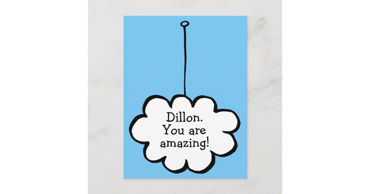 Personalized Message Cloud on a String Postcard | Zazzle