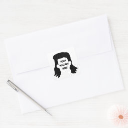 Personalized Message Funny Mullet Illustration Square Sticker | Zazzle