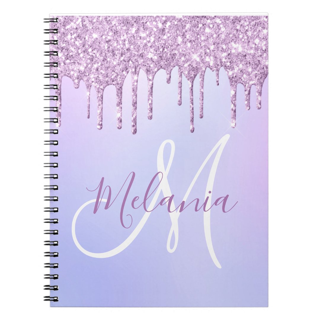 Personalized Metallic Purple Drip Lavender Pour Notebook | Zazzle