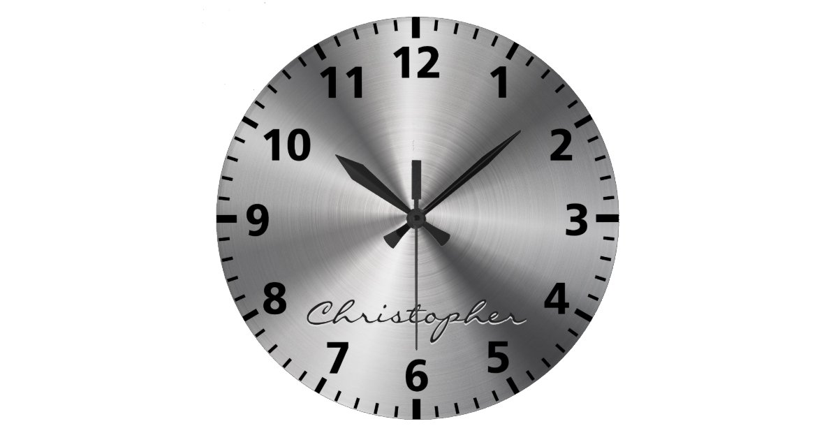 Personalized Metallic Radial Texture Large Clock | Zazzle.com