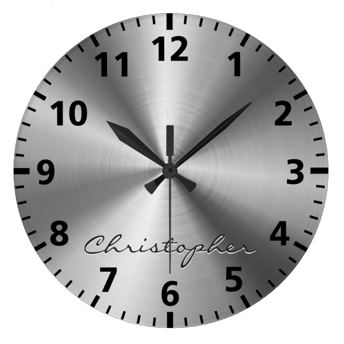 Personalized Metallic Radial Texture Large Clock | Zazzle.com