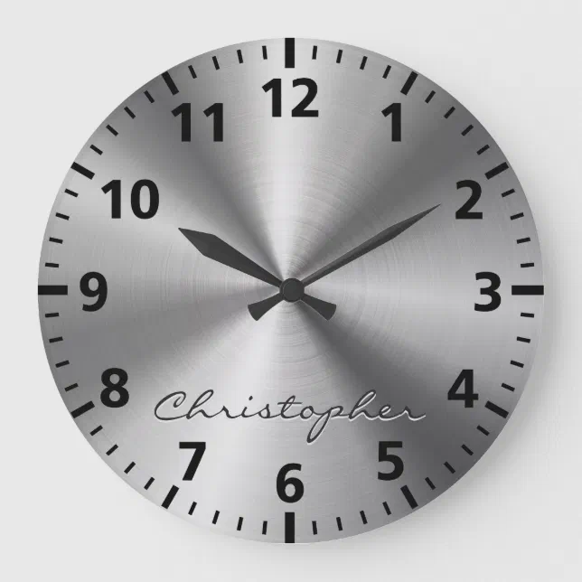Personalized Metallic Radial Texture Large Clock | Zazzle