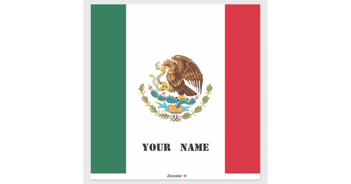 Personalized Mexican Flag Rectangular Sticker | Zazzle