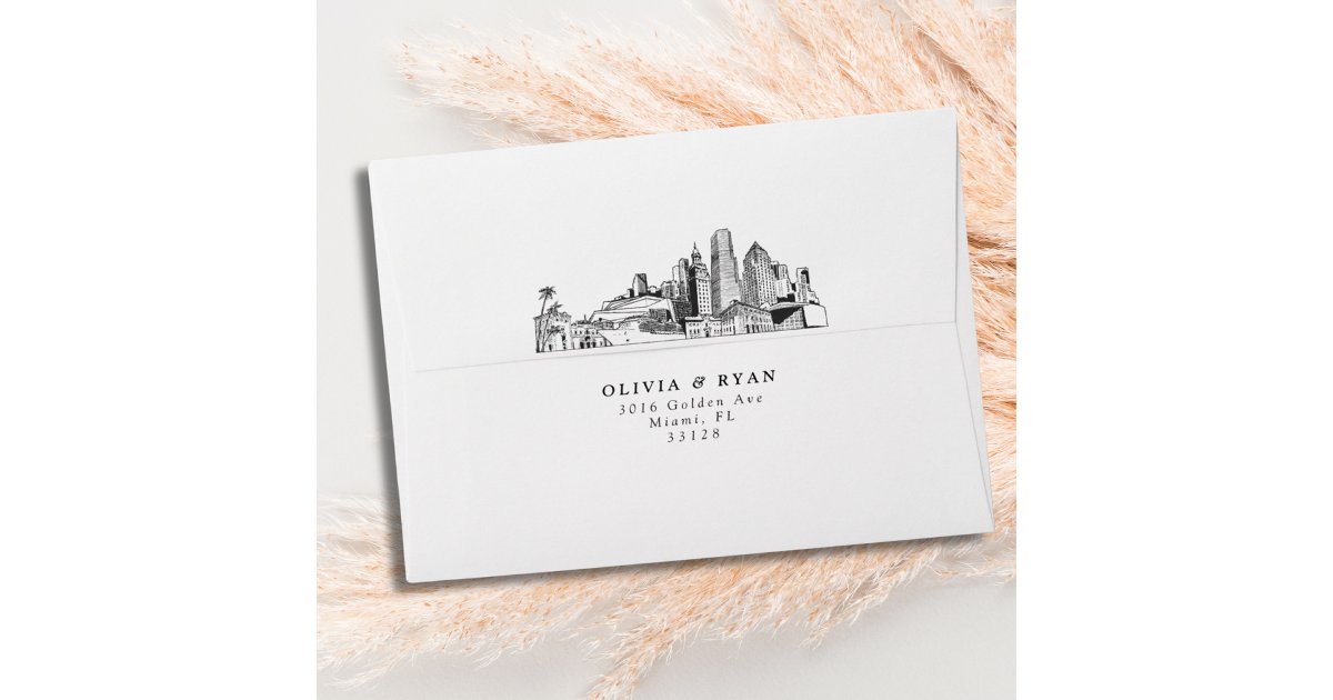 Personalized Miami Skyline Sketch Envelope | Zazzle