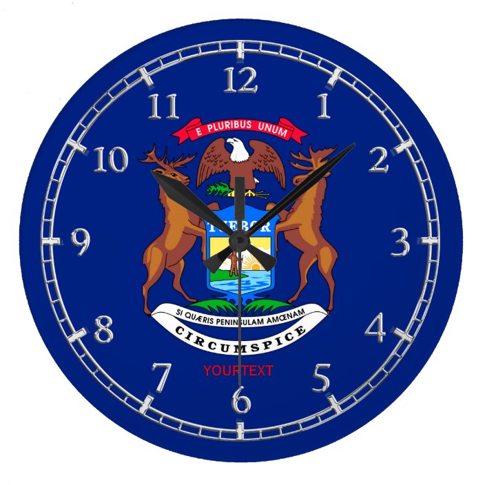 Personalized Michigan State Flag Design on Large Clock | Zazzle.com