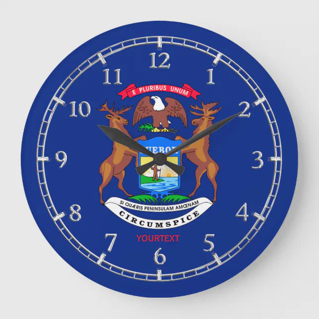 Personalized Michigan State Flag Design on Large Clock | Zazzle