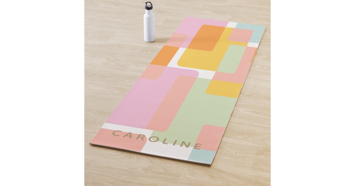 Personalized Mid-Century Modern Pastels Geometric Yoga Mat | Zazzle