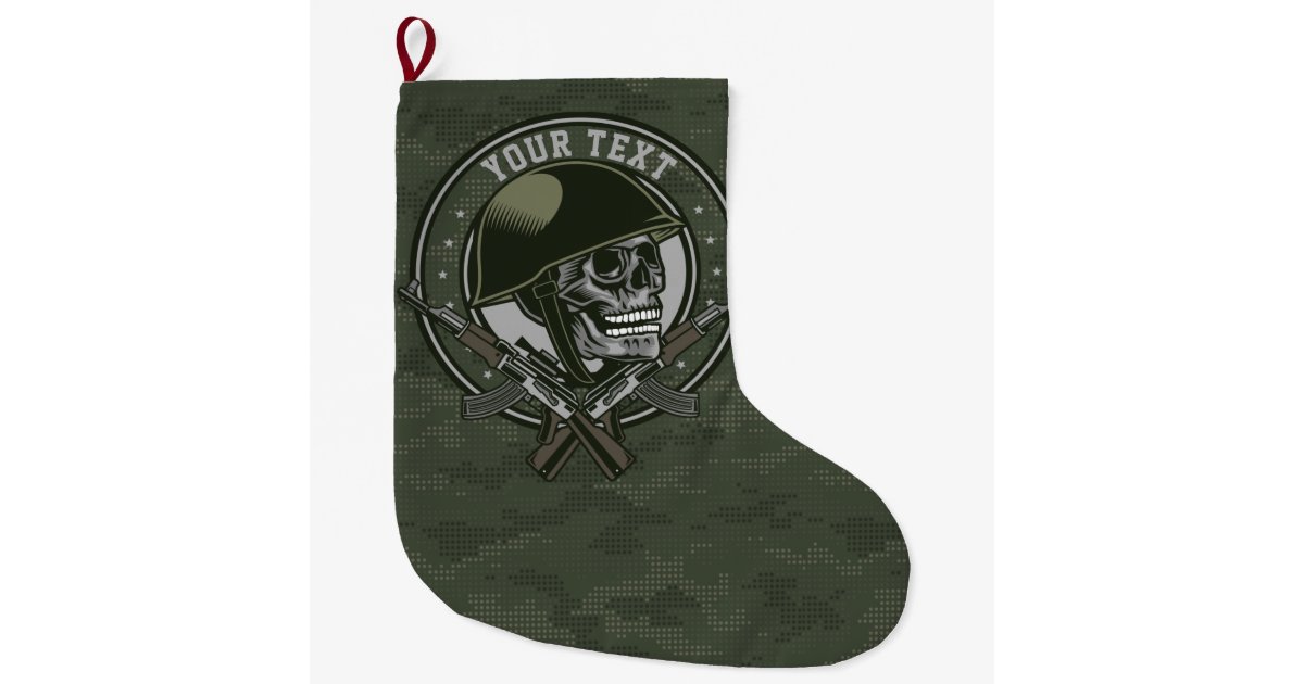 Personalized Military Camo Soldier Skull and Guns Large Christmas ...