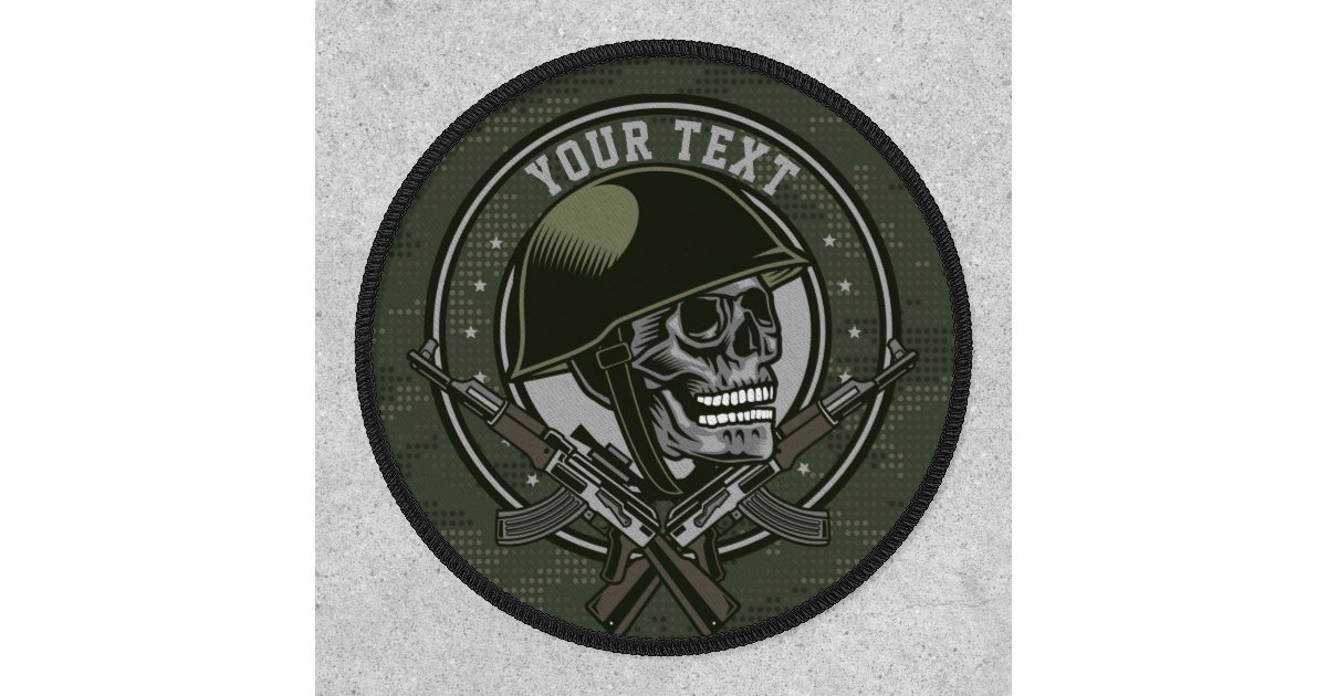 Personalized Military Camo Soldier Skull and Guns Patch | Zazzle