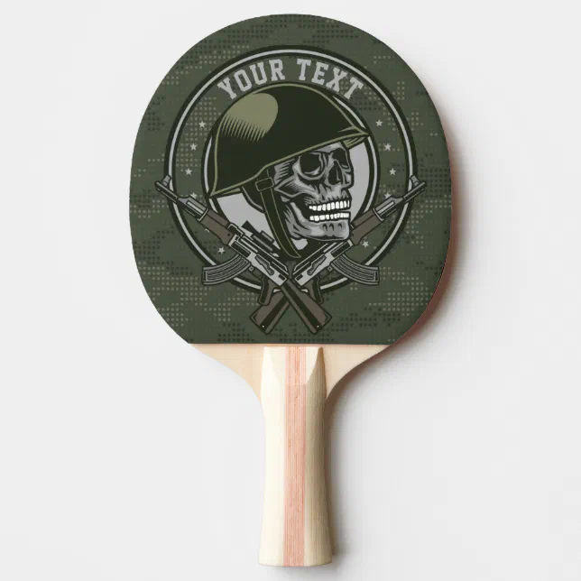 Personalized Military Camo Soldier Skull and Guns Ping Pong Paddle | Zazzle