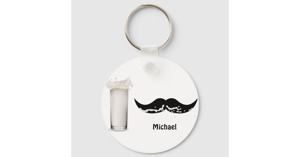 Personalized Milk Mustache Keychain | Zazzle