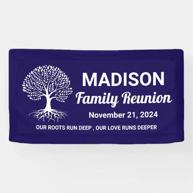 personalized minimal navy blue family reunion banner | Zazzle