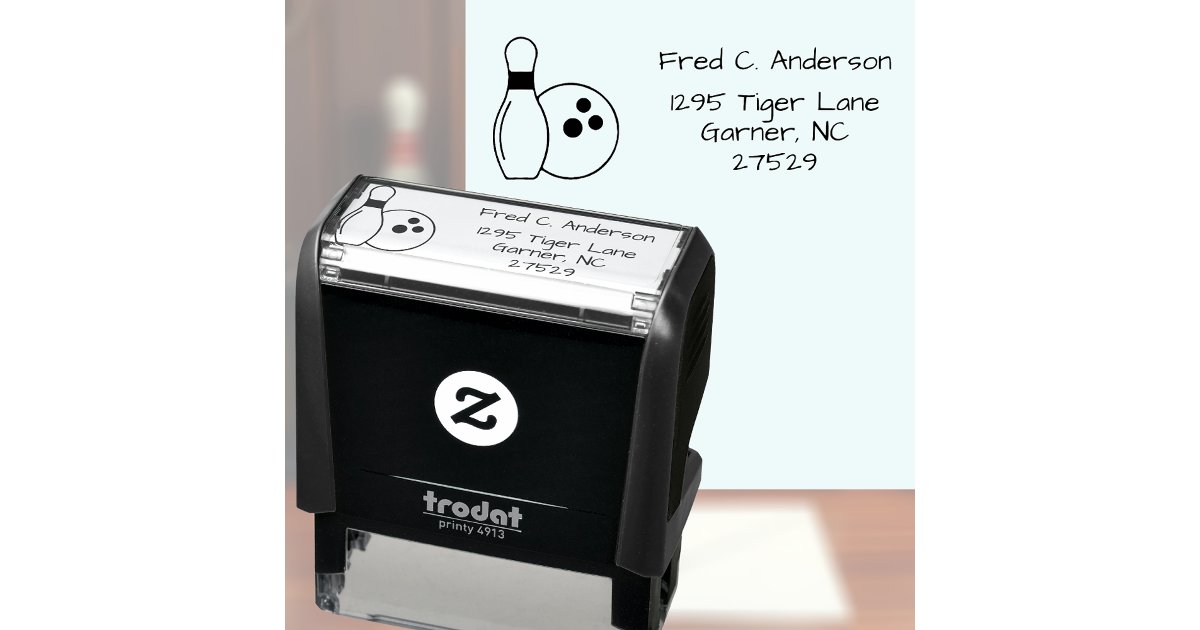 Personalized Minimalist Bowling Return Address Self-inking Stamp | Zazzle