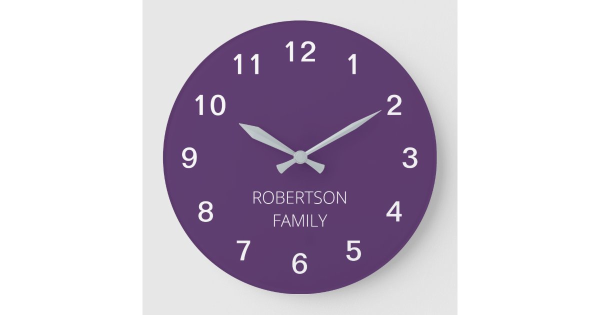 Personalized Minimalist Dark Purple Wall Clock | Zazzle