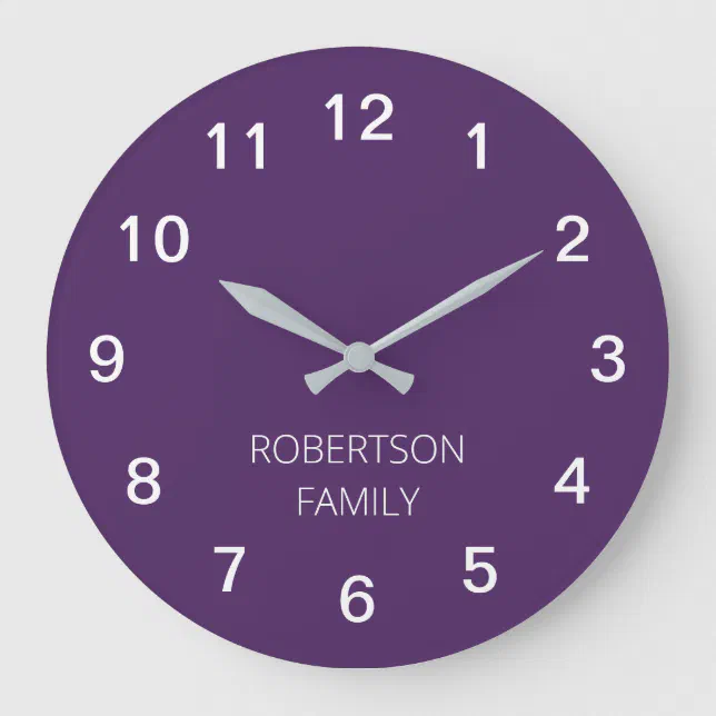 Personalized Minimalist Dark Purple Wall Clock | Zazzle