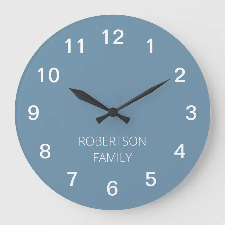 Personalized Minimalist Dusty Blue Wall Clock | Zazzle