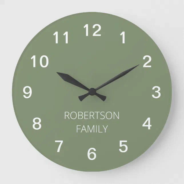 Personalized Minimalist Sage Green Wall Clock | Zazzle