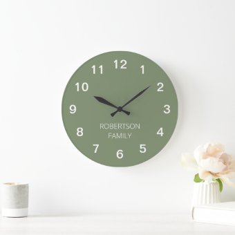 Personalized Minimalist Sage Green Wall Clock | Zazzle