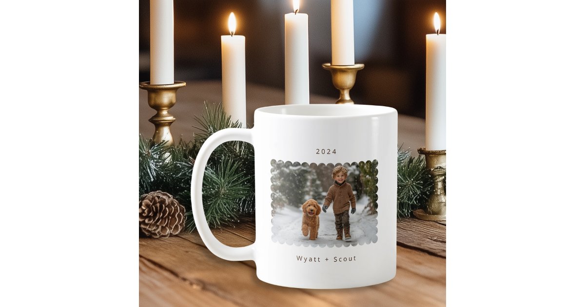 Personalized Minimalist Simple Scalloped Photo Coffee Mug | Zazzle