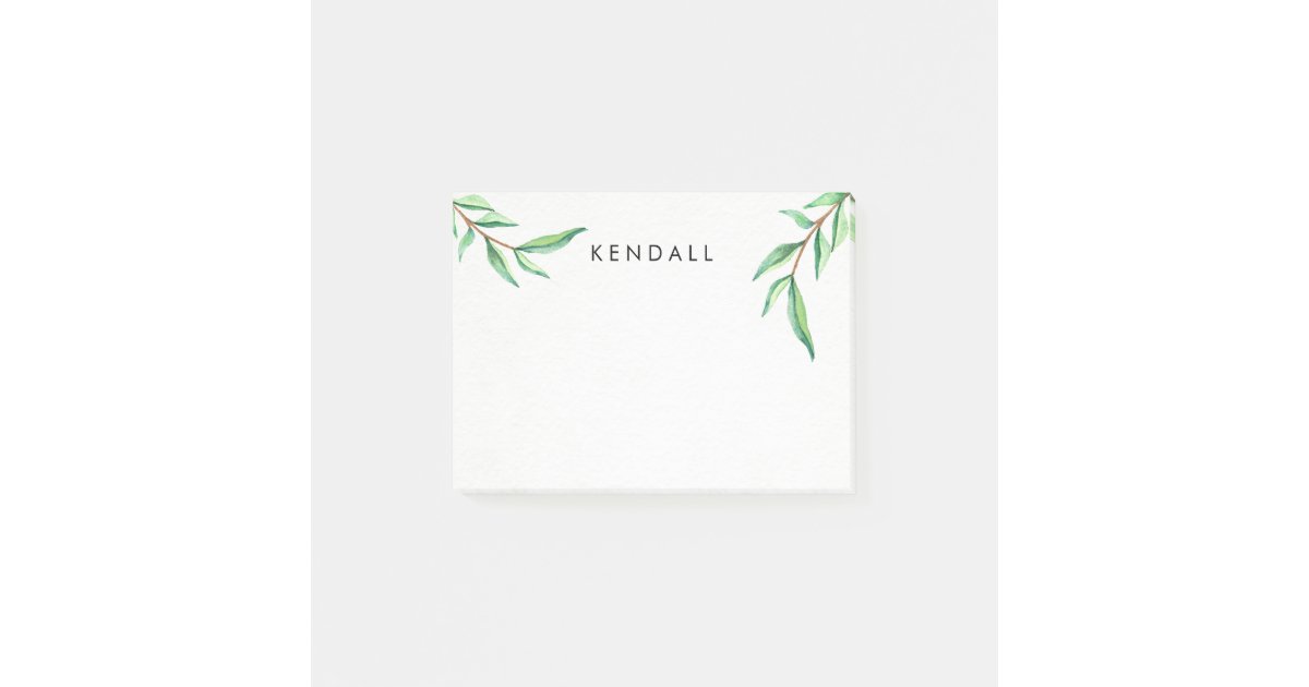 Personalized Minimalist Watercolor Leaves Post-it Notes | Zazzle