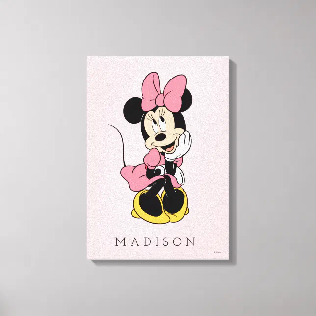 Personalized - Minnie Mouse | Posing in Pink Canvas Print | Zazzle