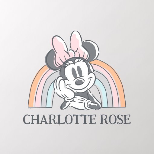 Personalized Minnie Mouse Rainbow Wall Decal | Zazzle
