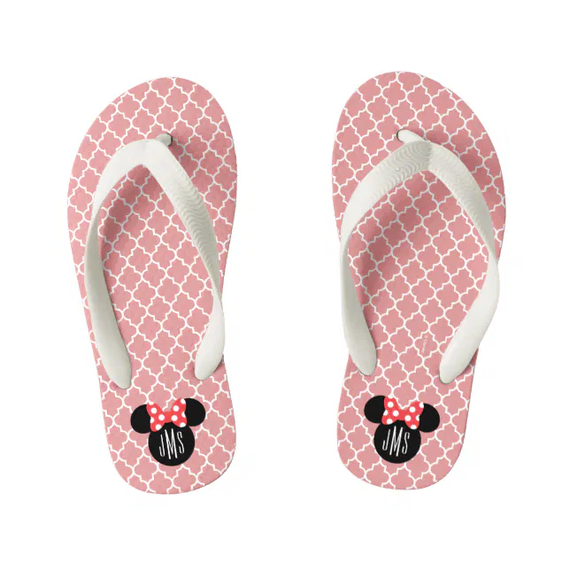 Personalized Minnie Quatrefoil Head Silhouette Kid's Flip Flops | Zazzle
