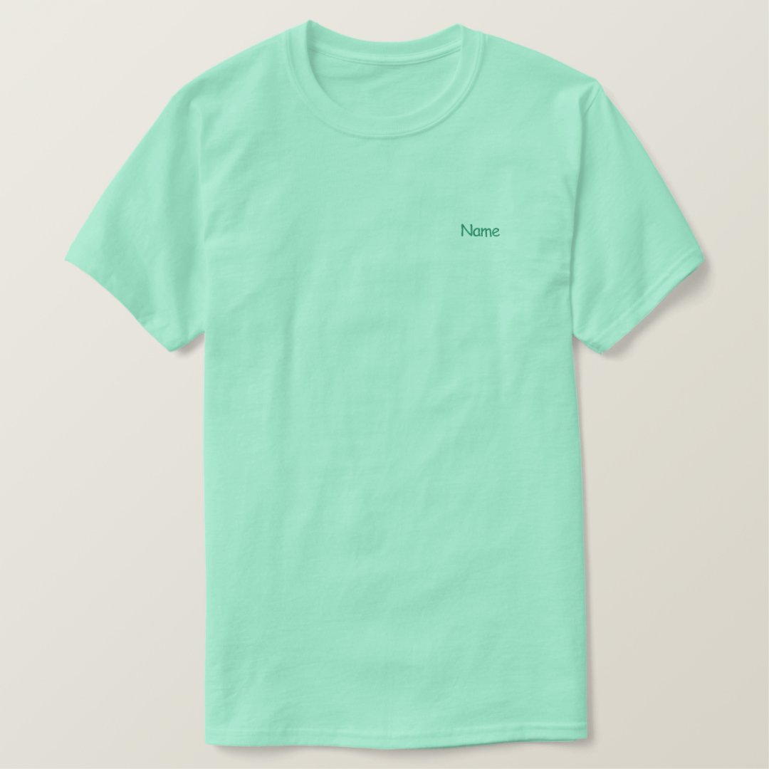 Personalized Mint Green Embroidered T-Shirt | Zazzle
