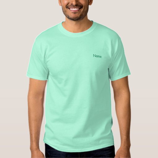 Personalized Mint Green Embroidered T-Shirt | Zazzle