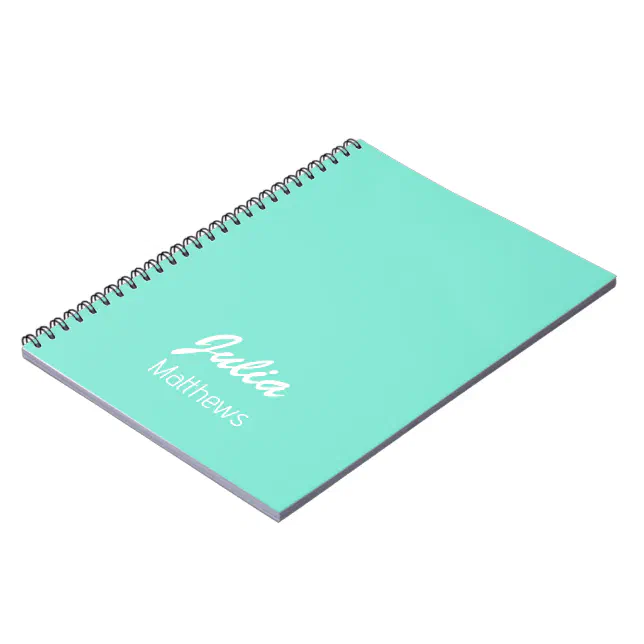 Personalized mint green minimalist notebook | Zazzle