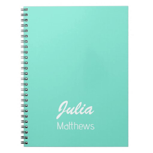 Personalized mint green minimalist notebook | Zazzle