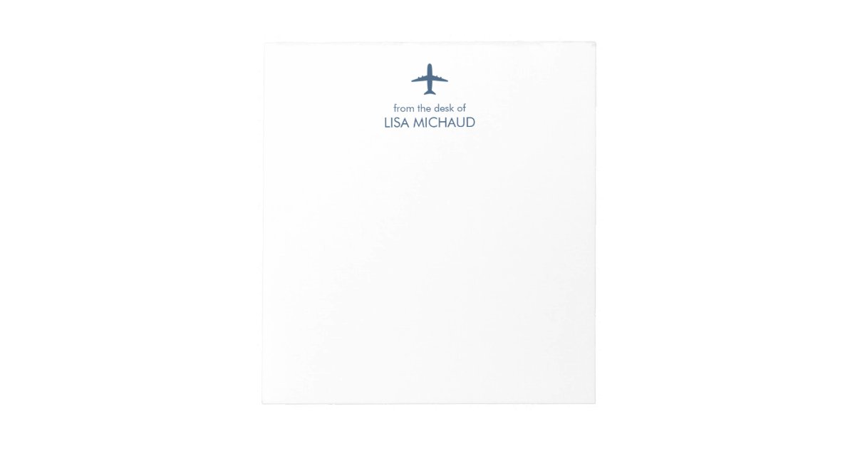 Personalized Modern Airplane Pilot Notepad | Zazzle