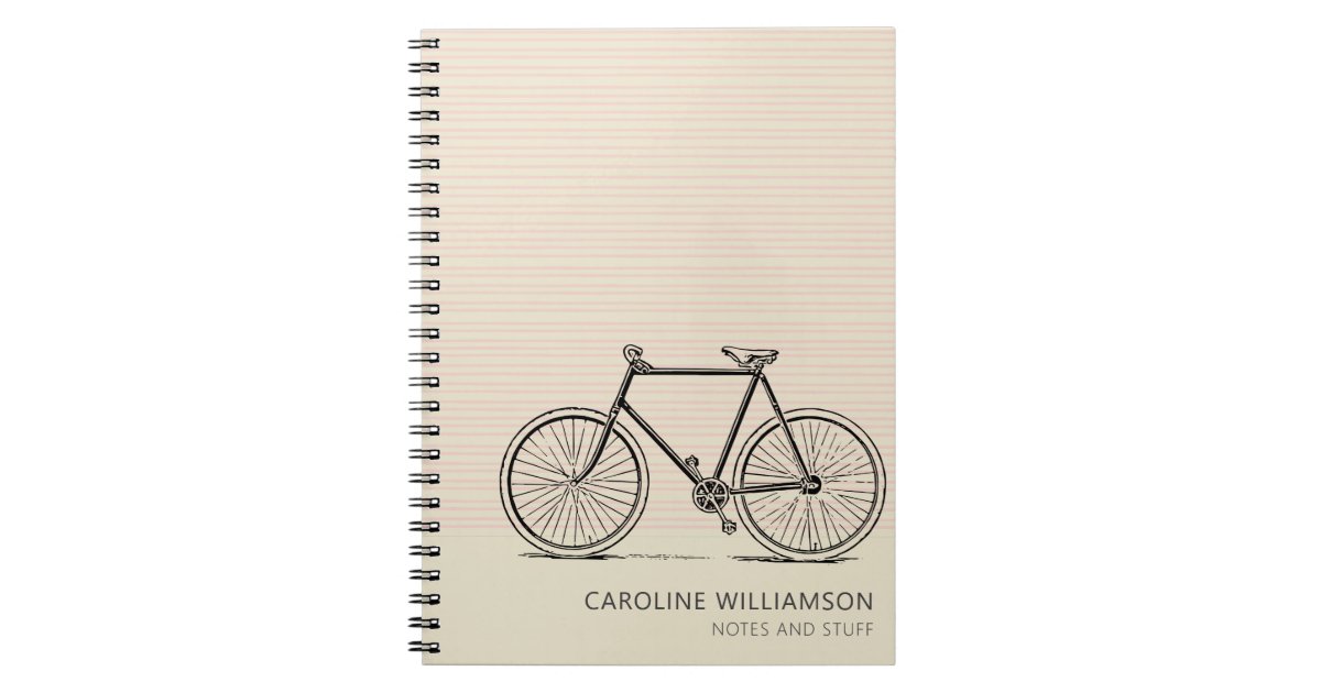 Personalized Modern Bicycle Line Art Cute Unique Notebook | Zazzle