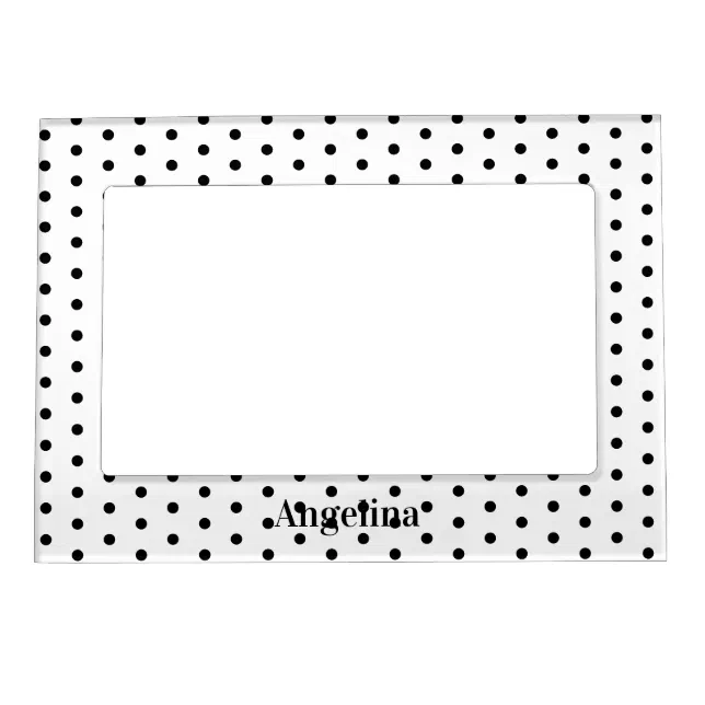 Personalized Modern Black and White Polka Dot Magnetic Frame | Zazzle