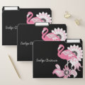 Personalized Modern Black Paisley Pink Flamingo File Folder | Zazzle