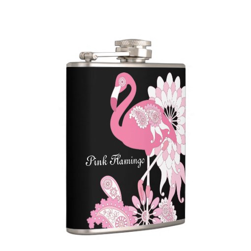 Personalized Modern Black Pink Flamingo Hip Flask | Zazzle