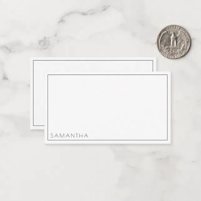 Personalized Modern Black White Minimalist Name Note Card | Zazzle