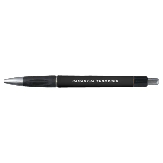 Personalized Modern Black White Thick Custom Text Pen | Zazzle