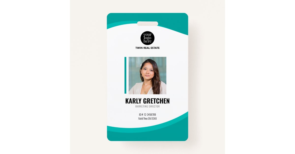 Personalized Modern Corporate Employee ID Green Badge | Zazzle
