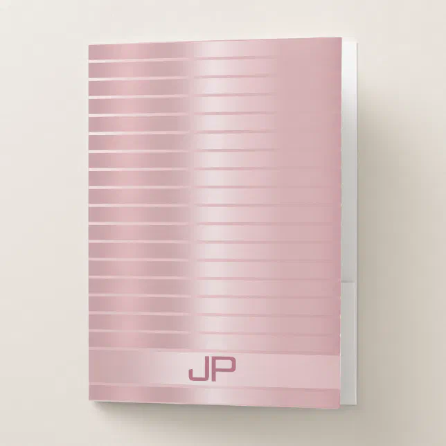 Personalized Modern Elegant Rose Gold Monogram Pocket Folder | Zazzle