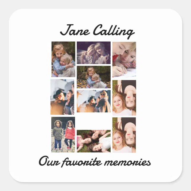 Personalized Modern Friends 10 Photo Collage Square Sticker | Zazzle