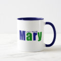Personalized Modern "Mary" in Deep Green and Blue Mug | Zazzle